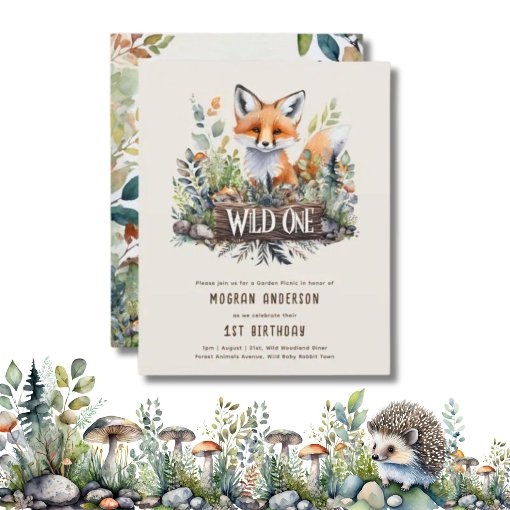 Wild One Fox Baby Woodland Animals 1st Birthday | Zazzle