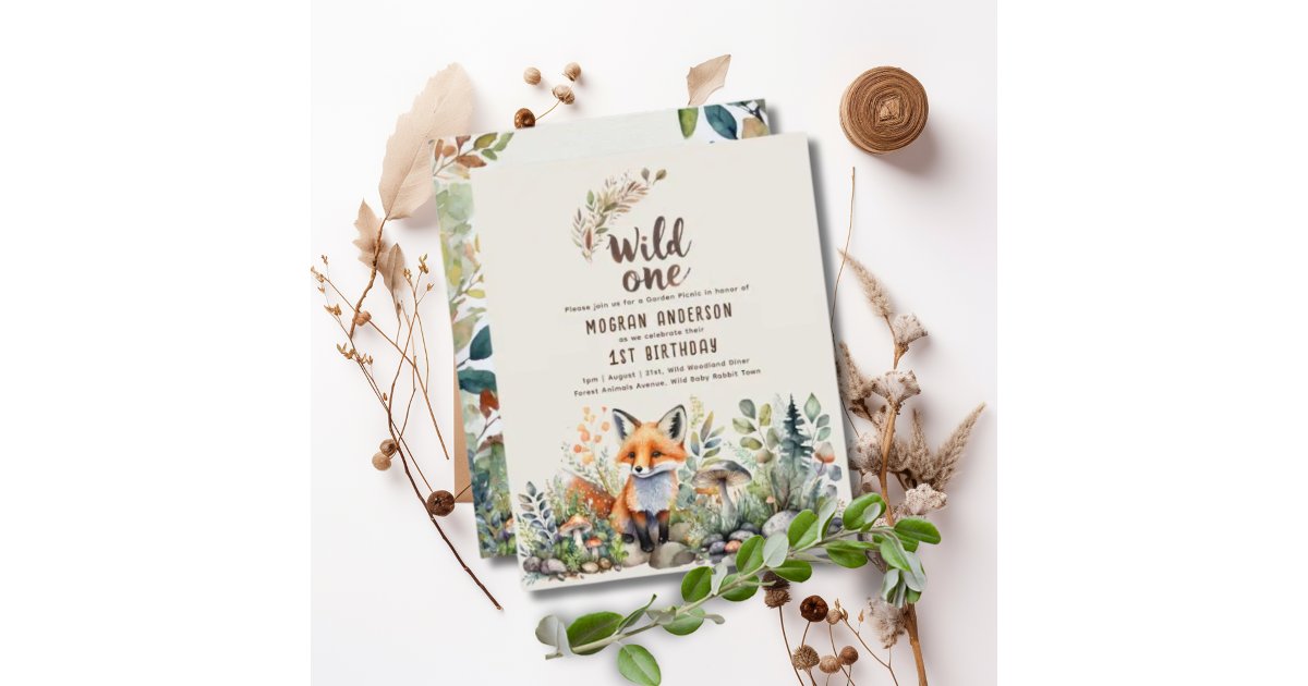 Wild One Fox Baby Woodland Animals Rustic | Zazzle