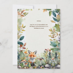 Wild One Fox Baby Woodland Animals Rustic Invitation | Zazzle