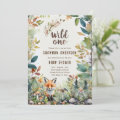 Wild One Fox Baby Woodland Animals Rustic Invitation | Zazzle
