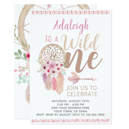 Wild One Girl Birthday Invitation, Dreamcatcher Invitation | Zazzle.com