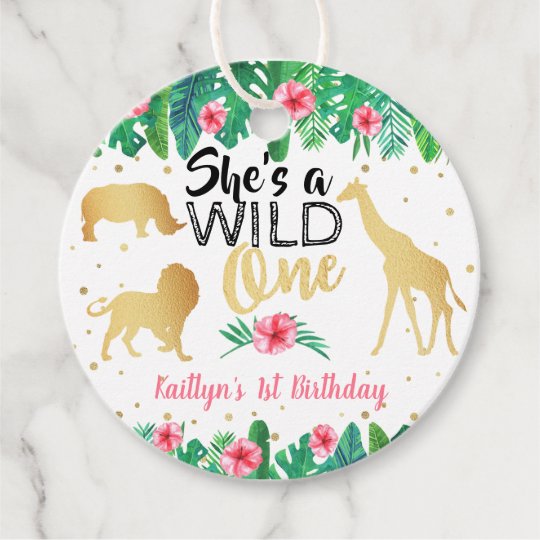 Wild One Girls First Birthday Party Favor Tags | Zazzle.com