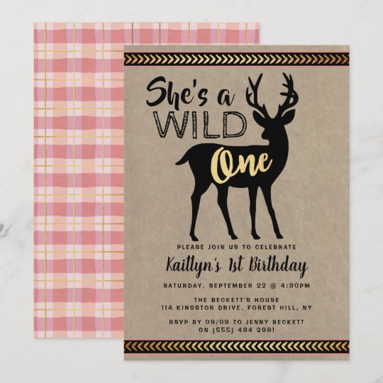 Wild One Girls First Birthday Party Invitations | Zazzle.com