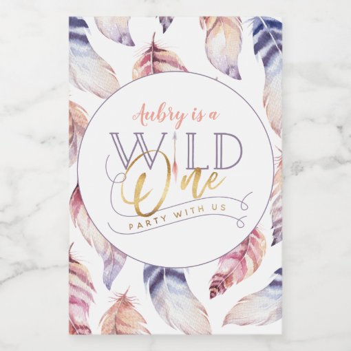 wild one gold 1st birthday birthday party food label | Zazzle
