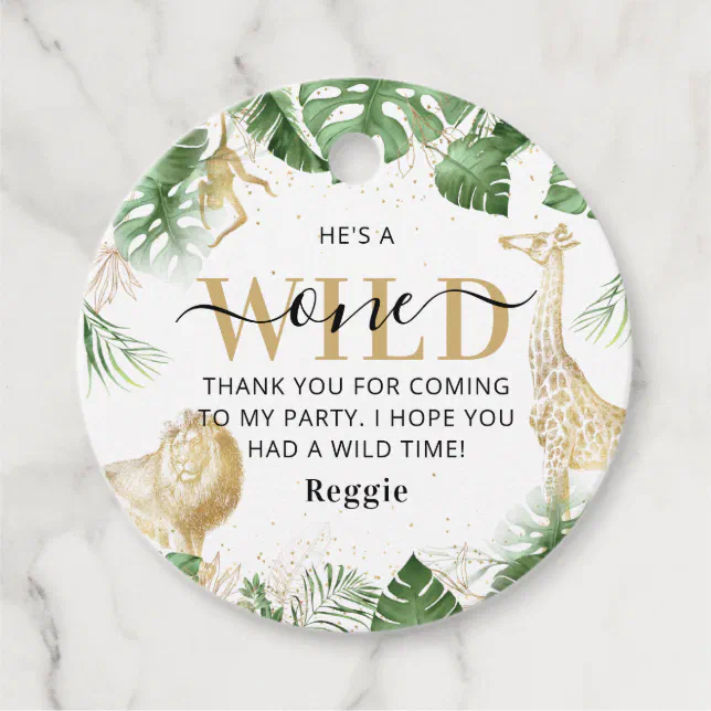 Wild One Jungle Birthday Thank You Favor Tags | Zazzle