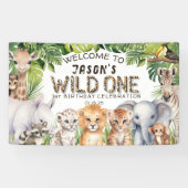 Wild One Jungle Safari Animal 1st birthday welcome Banner | Zazzle
