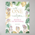 Wild One Jungle Safari Animal 1st Birthday Welcome Poster | Zazzle