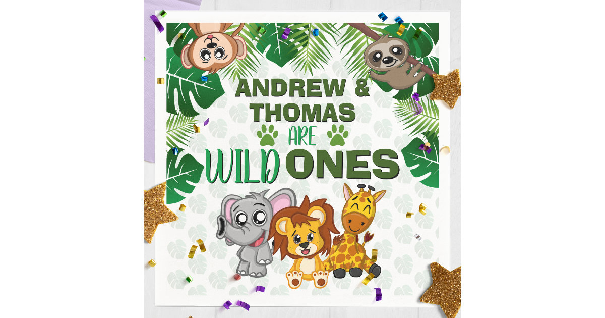 Wild One Jungle Safari Animal Twins First Birthday Napkins | Zazzle