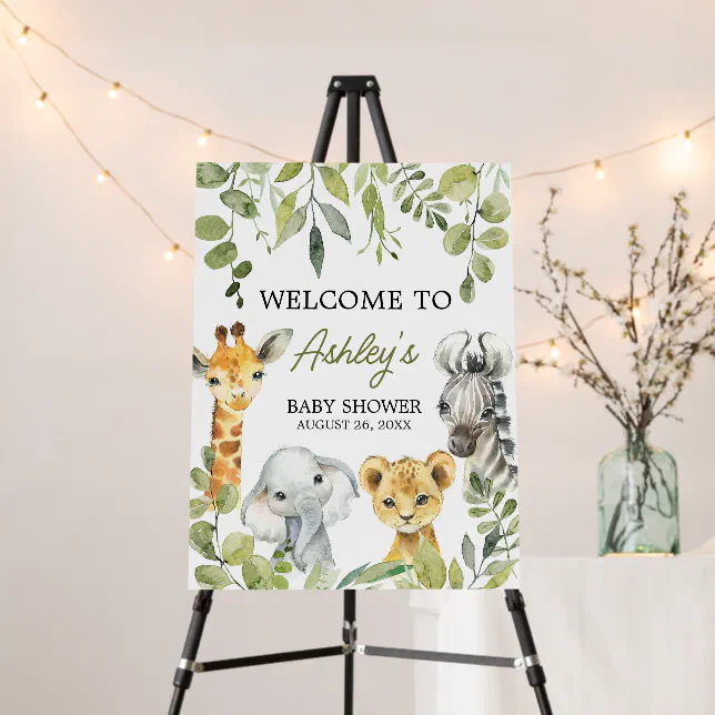 Wild One Jungle Safari Baby Shower Welcome Sign | Zazzle