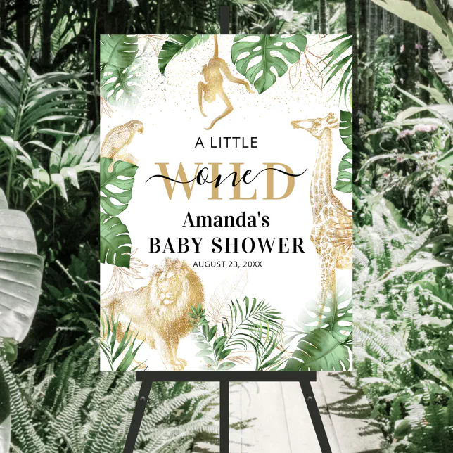Wild One Jungle Safari Baby Shower Welcome Sign | Zazzle