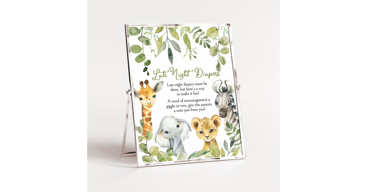 Wild One Jungle Safari Late Night Diapers Poster | Zazzle