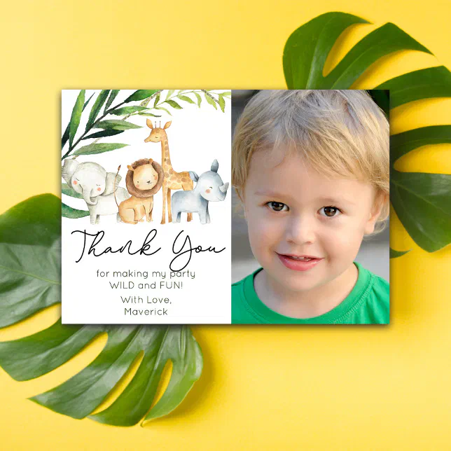 Wild One Jungle Safari Thank You Card | Zazzle