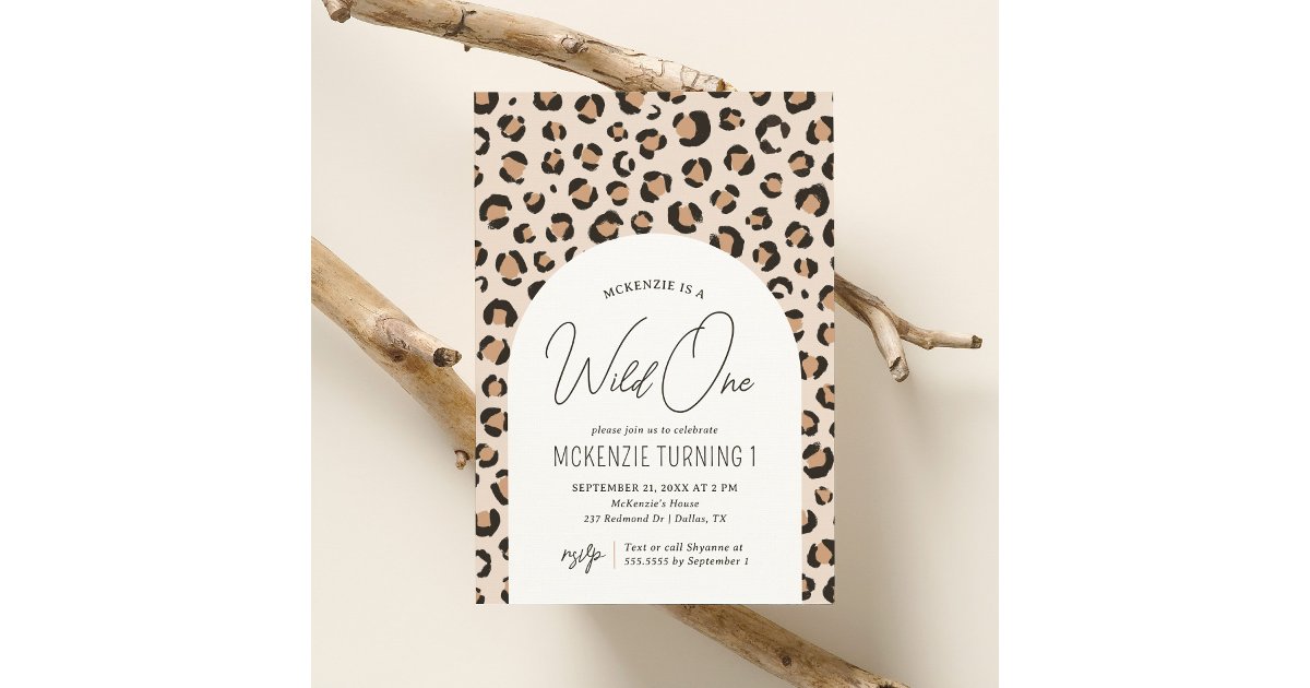 Wild One Leopard Print 1st Birthday Invitation | Zazzle