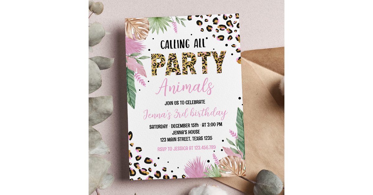 Wild One Leopard Print 1st Birthday Invitation | Zazzle
