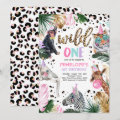 Wild One Leopard Print Safari Animals 1st Birthday Invitation | Zazzle