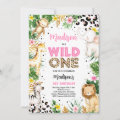 Wild One Leopard Print Safari Animals 1st Birthday Invitation | Zazzle