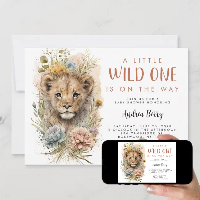 Wild One Lion Cub Baby Shower Invitation | Zazzle