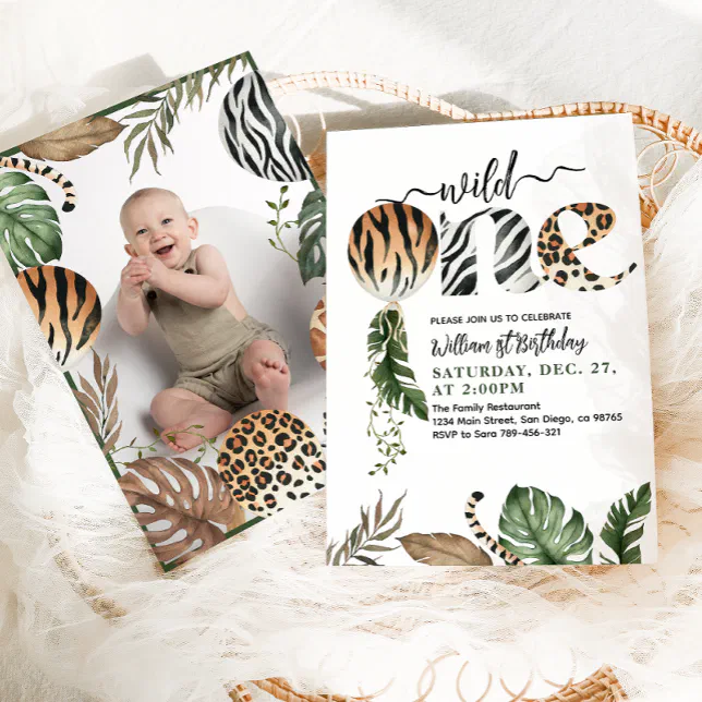 Wild One Modern Gender Neutral 1st Birthday Invitation | Zazzle
