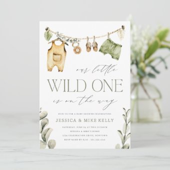 Wild One | Neutral Boho Safari Baby Shower Invitation | Zazzle