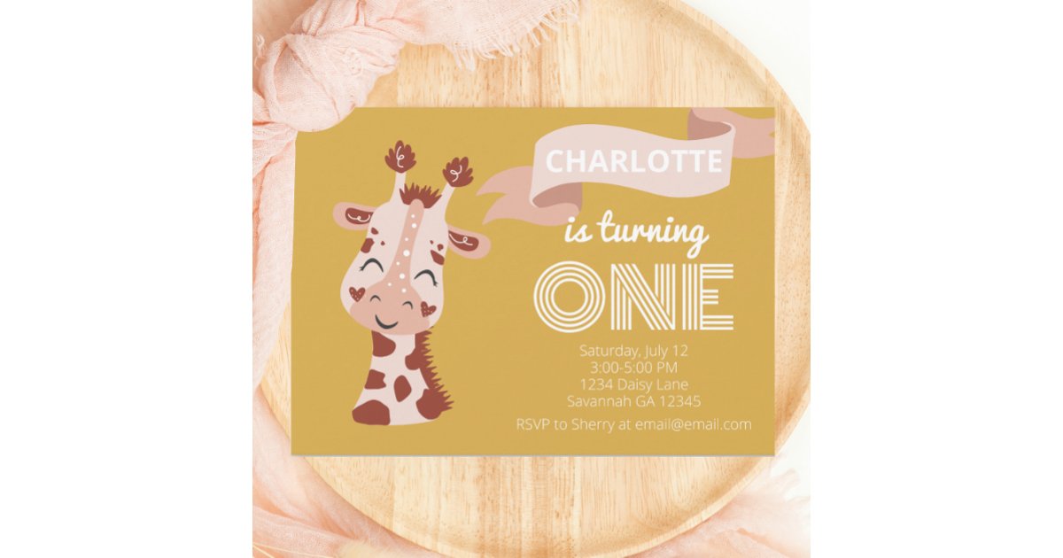 Wild One Party Animal Giraffe Invitation | Zazzle