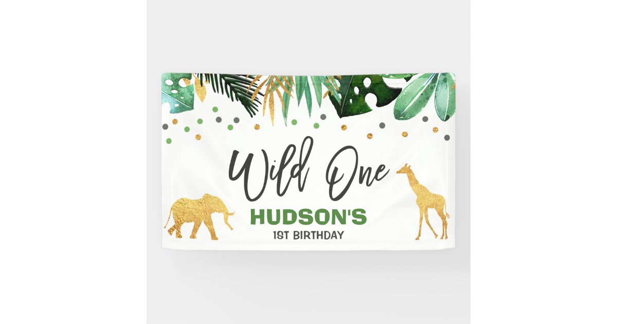 Wild One Party Banner Jungle Animals Party | Zazzle