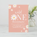 Wild One Pink Daisy 1st Birthday Invitation | Zazzle