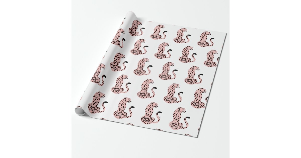Wild One Pink Leopard Wrapping Paper | Zazzle