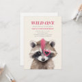Wild One Pink Mohawk Raccoon 1st Birthday Party Invitation | Zazzle