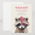 Wild One Pink Mohawk Raccoon 1st Birthday Party Invitation | Zazzle