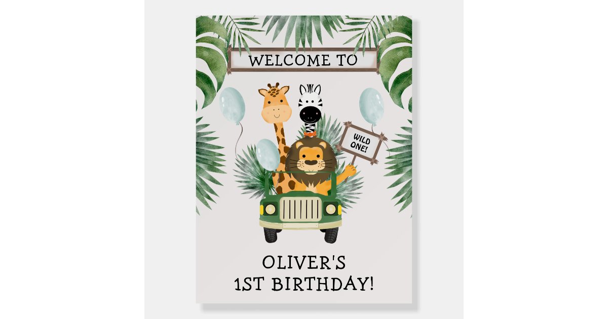 Wild One Safari 1st Birthday Welcome Sign | Zazzle