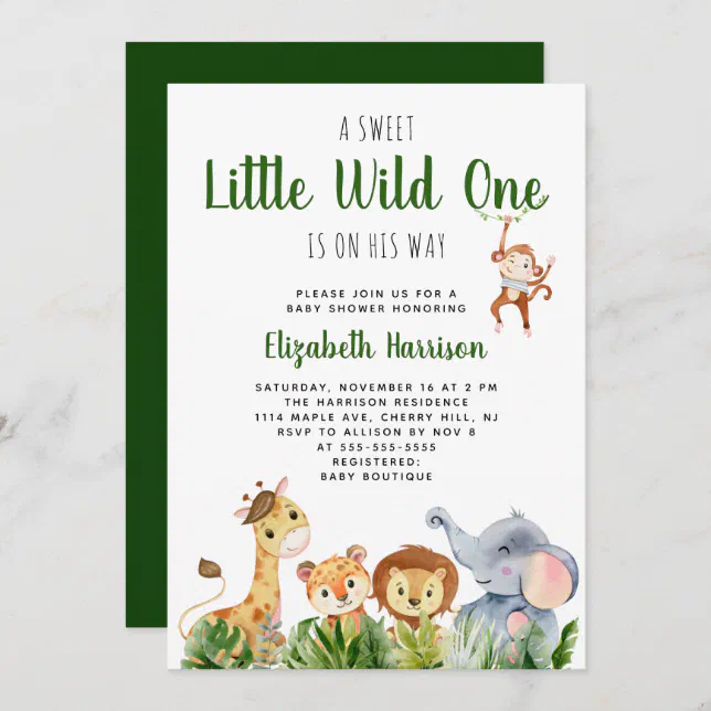 Wild One Safari Baby Boy Shower Invitation | Zazzle
