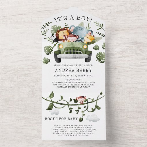Wild One Safari Baby Shower Boy All In One Invitation | Zazzle