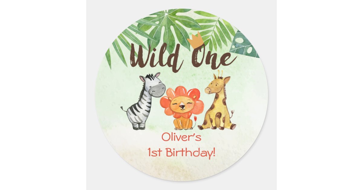 Wild One, Safari First Birthday Classic Round Sticker | Zazzle