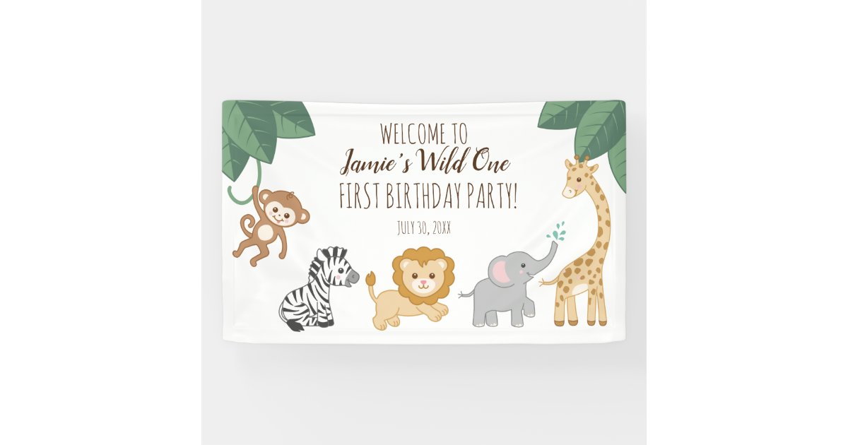 Wild one Safari / Jungle theme welcome sign | Zazzle