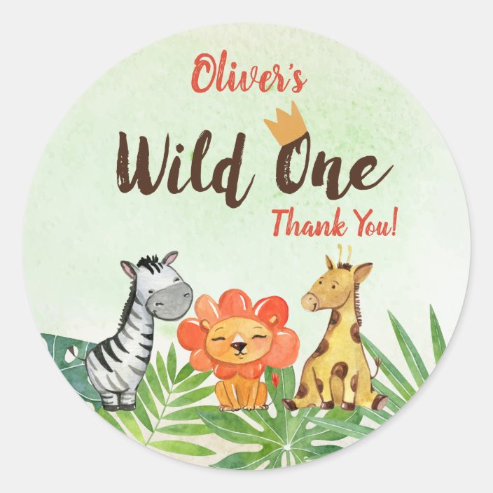 Wild One, Safari Thank You Classic Round Sticker | Zazzle.com