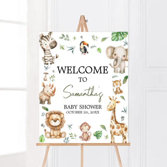 Wild One Safari Welcome Baby Shower Poster | Zazzle