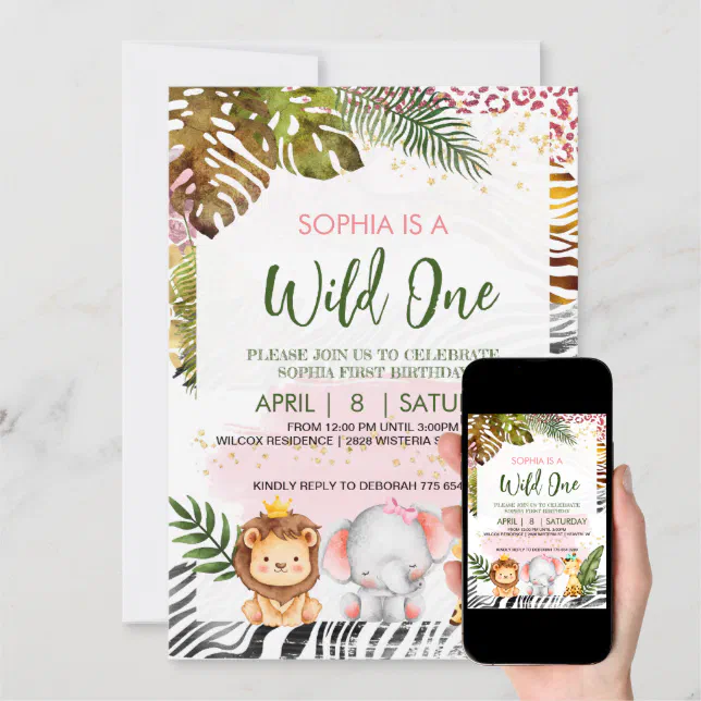 Wild One Theme Birthday Invitation | Zazzle