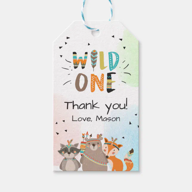 Wild One Tribal Woodland Animals Favor Tags Boy | Zazzle