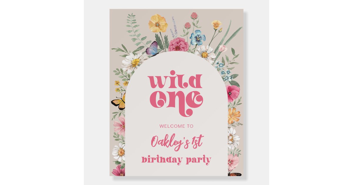 Wild One Wildflower Birthday Welcome Sign | Zazzle