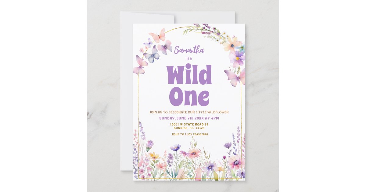 Wild One Wildflower Butterflies 1st Birthday Invitation | Zazzle
