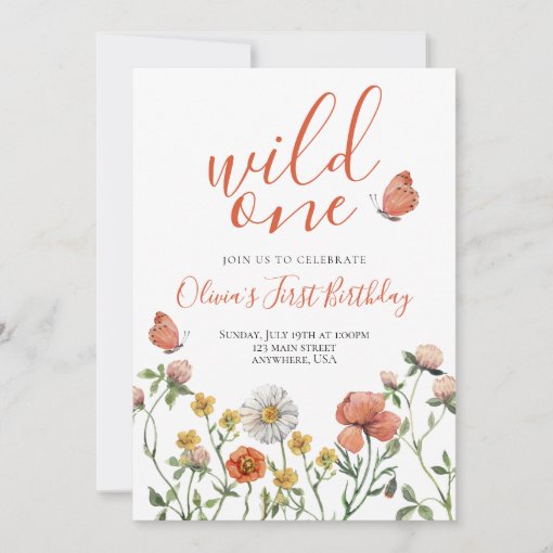 Wild One Wildflower first birthday Invitation | Zazzle