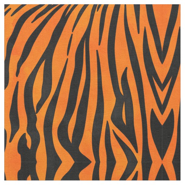 Orange and Black Tiger Stripe Tiled Fabric | Zazzle