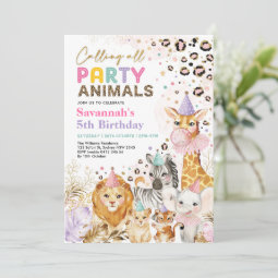 Wild Party Animals Safari Leopard Print Birthday Invitation | Zazzle
