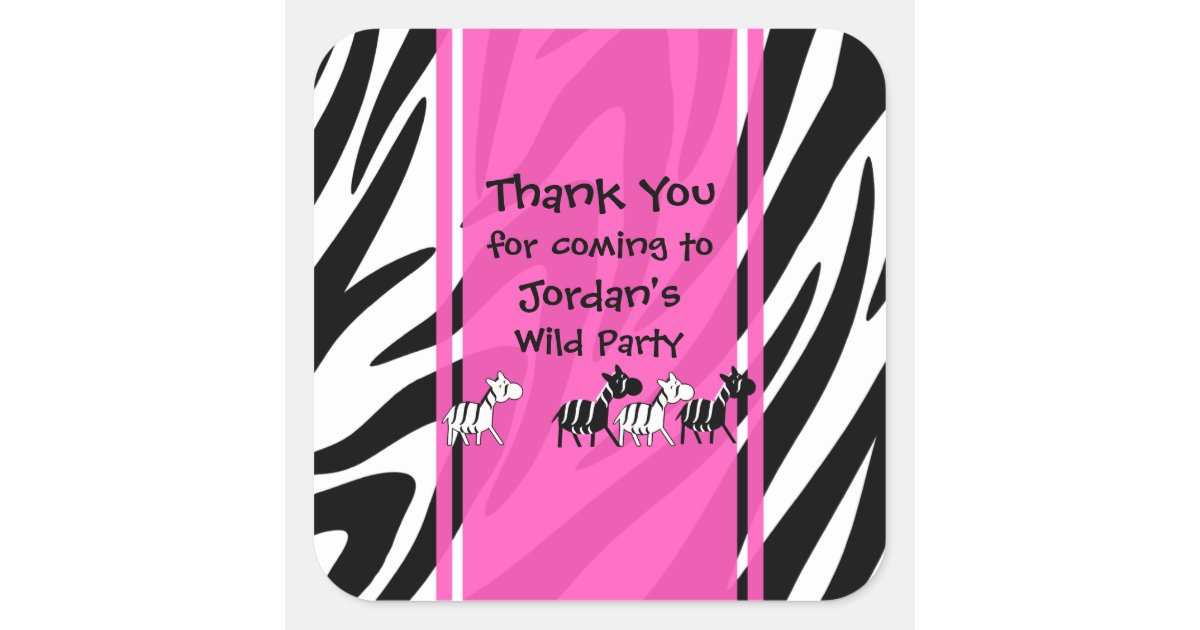 Wild Party/ Pink Square Sticker | Zazzle