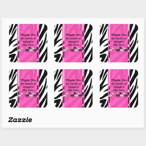 Wild Party/ Pink Square Sticker | Zazzle