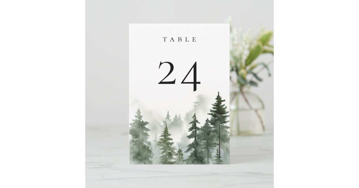 Wild Pine Forest Table Number Card | Zazzle