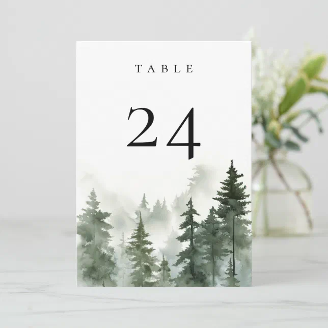Wild Pine Forest Table Number Card | Zazzle