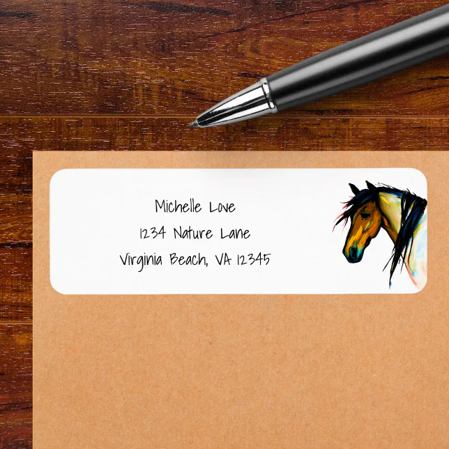 Wild Pony | Watercolor Horse Return Address Label | Zazzle