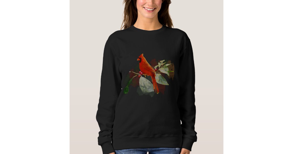 Wild Red Cardinal Bird Long Sleeve Sweatshirt | Zazzle