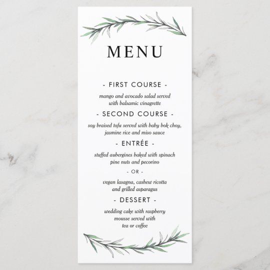 Wild Rosemary Botanical Wedding Menu | Zazzle.com